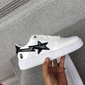 Bape | Shoes | A Bathing Ape Bape Sta Low White Black Sneakers | Poshmark